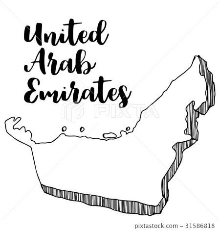 Hand drawn of United Arab Emirates map - Stock Illustration [31586818 ...