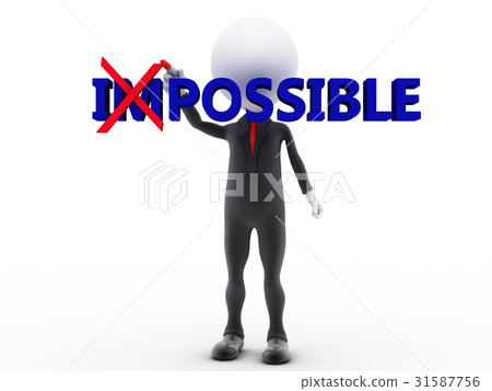 Man turning the word impossible into possible - Stock Illustration ...