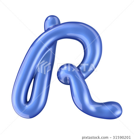 Glossy blue letter R uppercase. 3D rendering - Stock Illustration ...