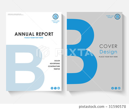 Blue letter annual report cover design template - Stock Illustration ...
