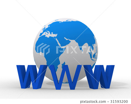 3d illustration of earth globe and mouse cursor - Stock Illustration ...