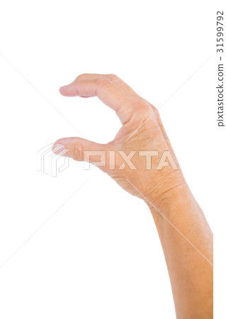 Cropped image of person holding invisible product - Stock Photo ...