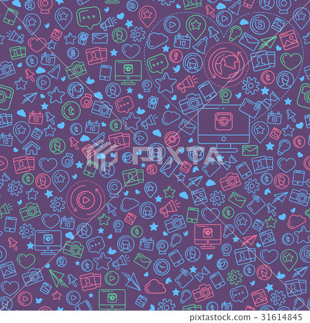 Social Media Colorful Seamless Pattern - Stock Illustration [31614845 ...