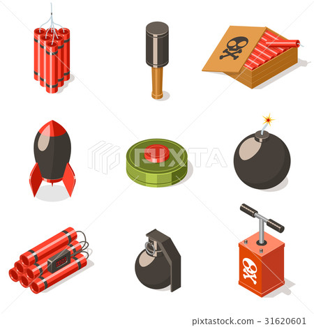 Set of explosive weapon icons. - Stock Illustration [31620601] - PIXTA