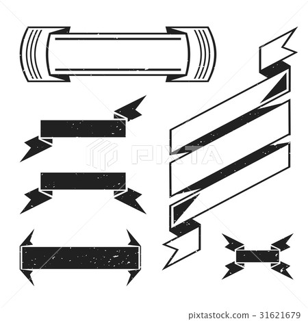 vector monochrome retro ribbons set. - Stock Illustration [31621679 ...