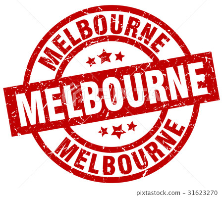 Melbourne red round grunge stamp - Stock Illustration [31623270] - PIXTA