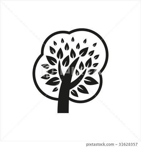 Simple minimal black tree icon symbol style - Stock Illustration ...
