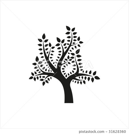 Simple minimal black tree icon symbol style - Stock Illustration ...