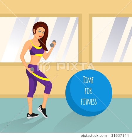 Vector Cute illustration of a woman exercising - Stock Illustration ...
