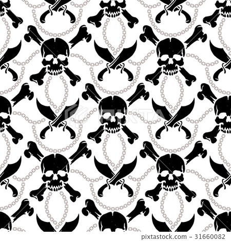 seamless pattern pirate skulls - Stock Illustration [31660082] - PIXTA