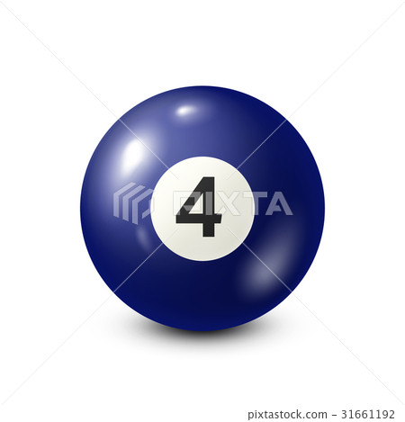Billiard,blue pool ball with number 4.Snooker - Stock Illustration ...