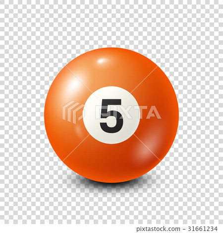 Billiard,orange pool ball with number 5.Snooker - Stock Illustration ...