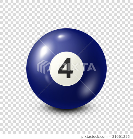 Billiard,blue pool ball with number 4.Snooker - Stock Illustration ...