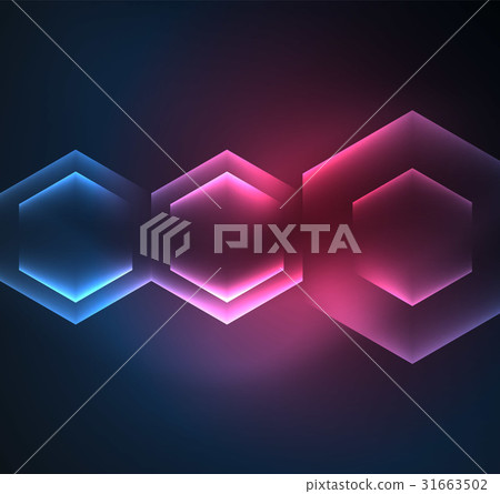 Techno glowing glass hexagons vector background-插圖素材 [31663502] - PIXTA圖庫