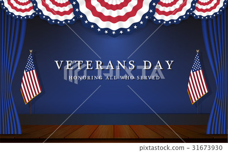 Veterans Day Background With Circle Wavy USA Flag - Stock Illustration ...