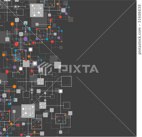 Dark network color technology background - Stock Illustration [31686838 ...