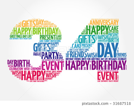 Happy 34th birthday word cloud - Stock Illustration [31687518] - PIXTA