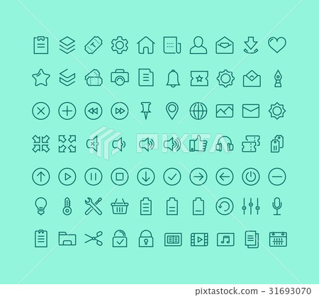 Set Vector Flat Line Icons Minimalistic - Stock Illustration [31693070 ...
