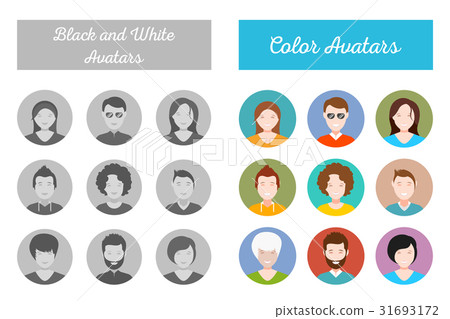 Set of People Avatar in Style Flat Design - Stock Illustration ...