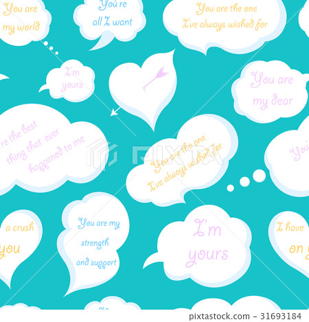 Set of Seamless Pattern Heart and Love Confession - Stock Illustration ...