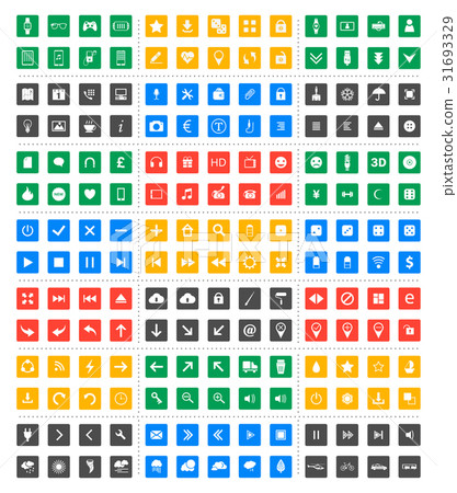 Universal vector icon set - Material Design - Stock Illustration ...
