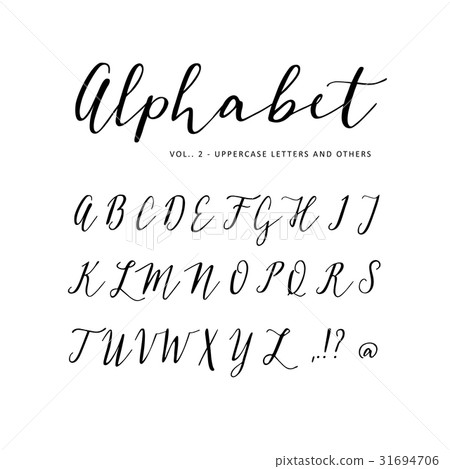 Hand drawn vector alphabet. Script font. Isolated - Stock Illustration ...