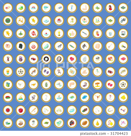 100 activity icons set cartoon vector - Stock Illustration [31704423 ...