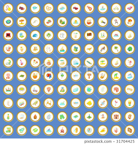 100 adventure time icons set cartoon vector - Stock Illustration ...