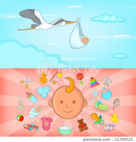 Baby born banner set horizontal, cartoon style - Stock Illustration ...