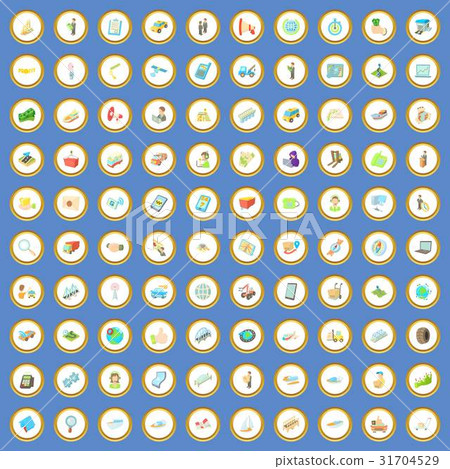 100 transport management icons set cartoon vector - Stock Illustration ...