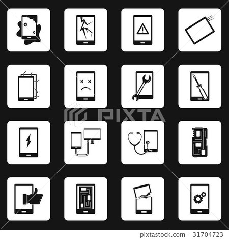Device repair symbols icons set squares vector - Stock Illustration ...