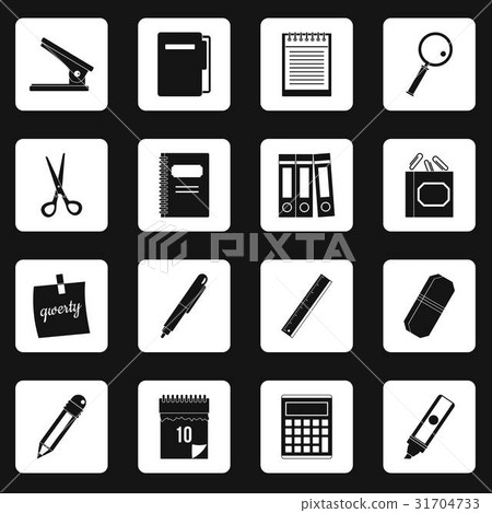 Stationery symbols icons set squares vector - Stock Illustration ...