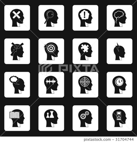 Head logos icons set squares vector - Stock Illustration [31704744] - PIXTA