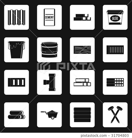 Building materials icons set squares vector - Stock Illustration ...