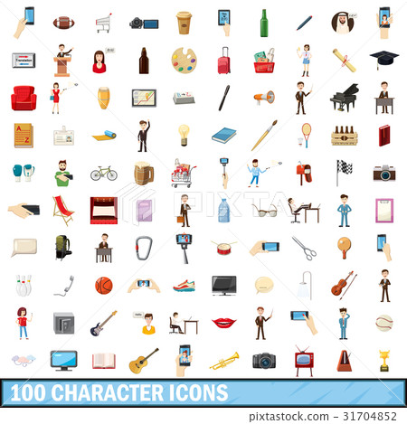 100 character icons set, cartoon style - Stock Illustration [31704852 ...