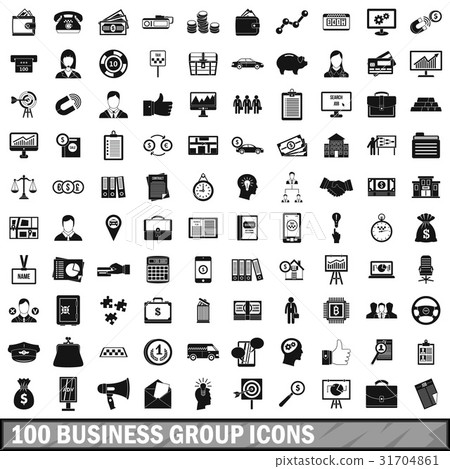 100 business group icons set, simple style - Stock Illustration ...