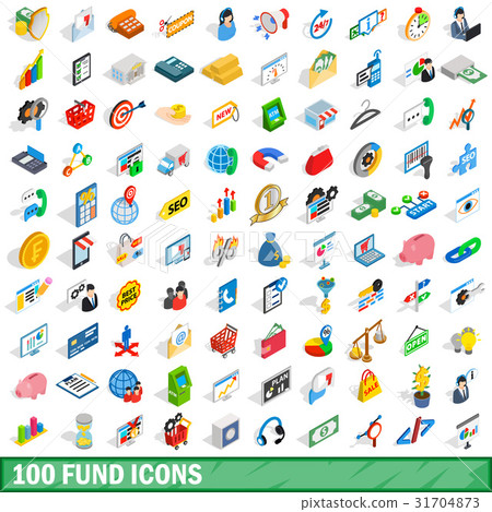 100 fund icons set, isometric 3d style - Stock Illustration [31704873 ...