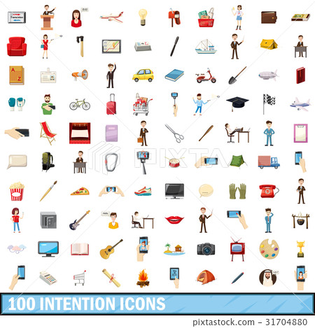 100 intention icons set, cartoon style - Stock Illustration [31704880 ...