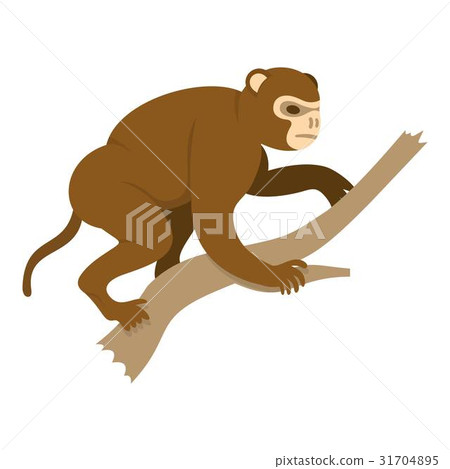 Monkey sitting on a branch icon isolated - Stock Illustration [31704895 ...