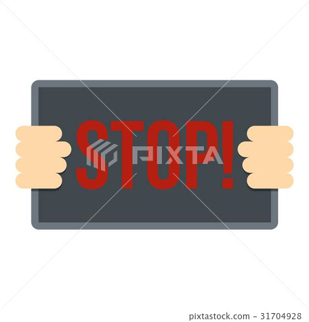 Hands holding stop placard icon isolated - Stock Illustration [31704928 ...