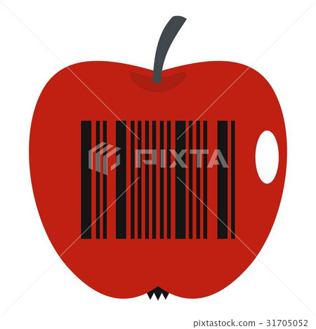 Red apple with barcode icon isolated - Stock Illustration [31705052 ...