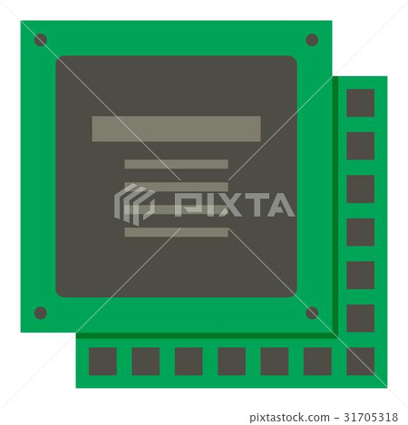 Green computer CPU processor chip icon isolated-插圖素材 [31705318] - PIXTA圖庫