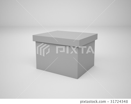 3D rendering grey box isolated on white background-插圖素材 [31724348 ...