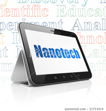 Science concept: Tablet Computer with Nanotech on - Stock Illustration ...