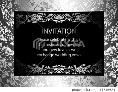 Floral invitation card silver and gray - Stock Illustration [31756624 ...