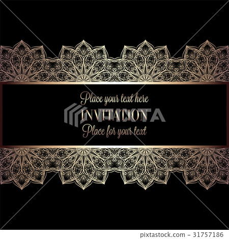 Invitation card, background with luxury gold frame - Stock Illustration ...
