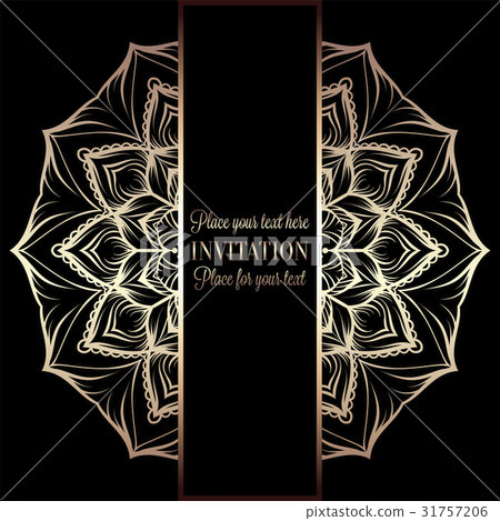 Invitation card, background with luxury gold frame - Stock Illustration ...