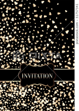 Gold gradient hearts confetti invitation card - Stock Illustration ...