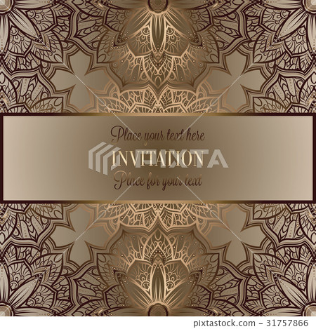 Abstract background beige and gold vintage frame - Stock Illustration ...