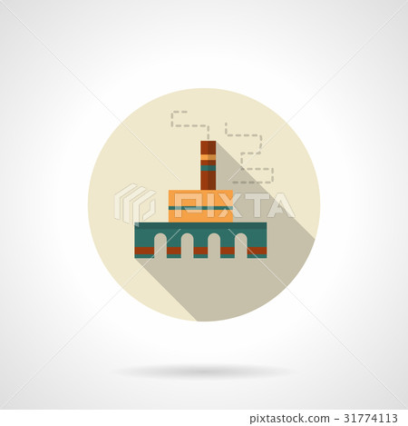 Processing plant flat round vector icon - Stock Illustration [31774113 ...